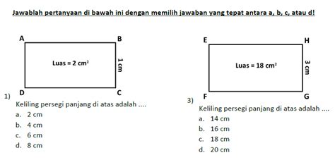Soal Online Mencari Keliling Persegi Panjang Dari Luasnya Level