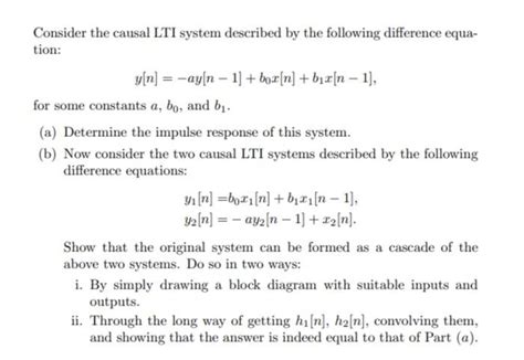 solved consider the causal lti system described by the