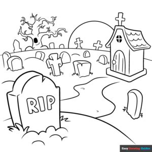 Graveyard Coloring Page Easy Drawing Guides The Best Porn Website