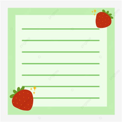 Nota Verde Simple Con Ilustraci N De Fresa Png Nota Lindas Notas