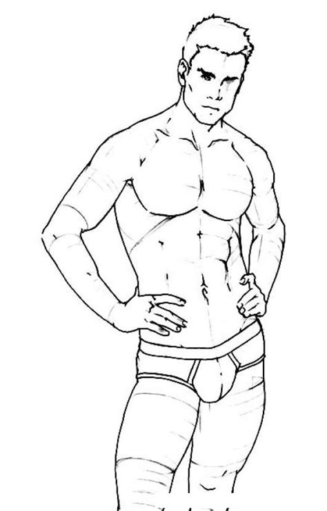 Dibujo De Hombre Atletico Y Guapo En Ropa Interior Para Pintar Y