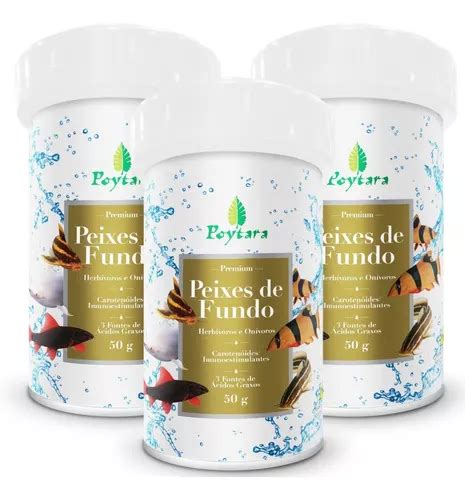 3x Ração Poytara Peixe De Fundo 50g Alimento Para Peixes