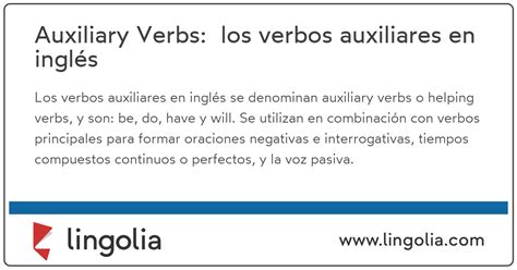 Auxiliary Verbs Los Verbos Auxiliares En Ingl S