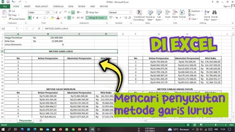 Cara Mencari Penyusutan Dengan Metode Garis Lurus Di Excel Rumus