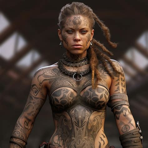 Premium Ai Image A Woman With Tattoos On Her Arms And The Word Tattoo