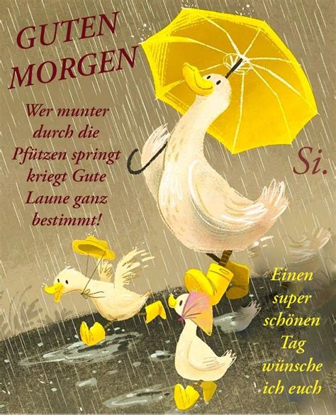 There Are Ducks That Are Walking In The Rain With An Umbrella And