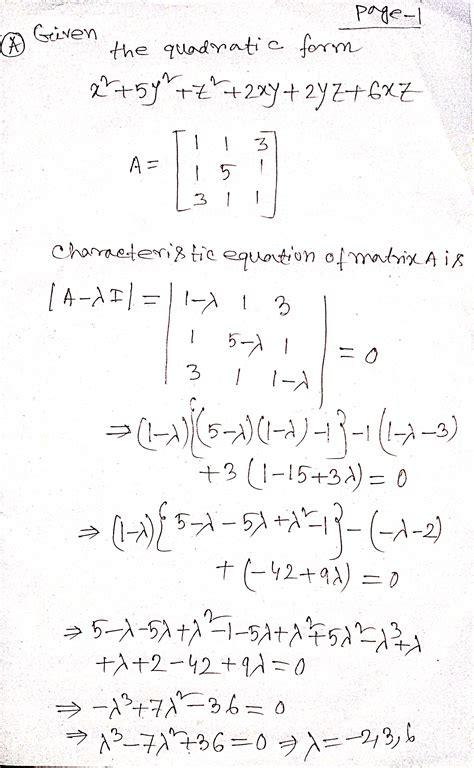 [solved] reduce the quadratic form x 2 5y 2 z 2 2xy 2yz 6xz to course hero