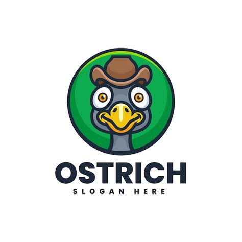 Vektor logo illustration strauß maskottchen cartoon stil Premium Vektor