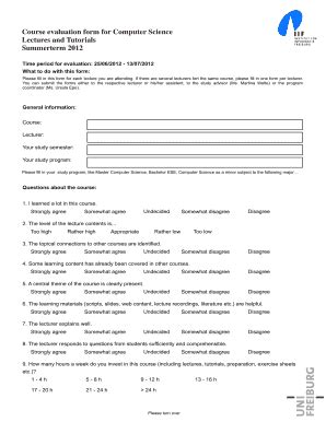 Fillable Online Course Evaluation Form For Computer Science Fax Email