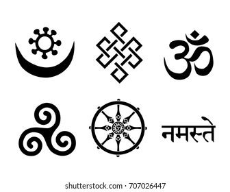 Buddhism Religion Linear Icons And Symbols Stock Vector By