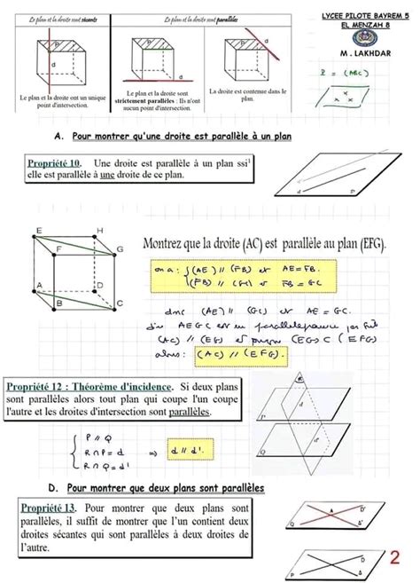 1ère année secondaire Math 1ère année Géometrie dans l espace