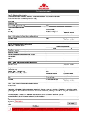 Fillable Online Third Party Authorization Metcreditcom Fax Email
