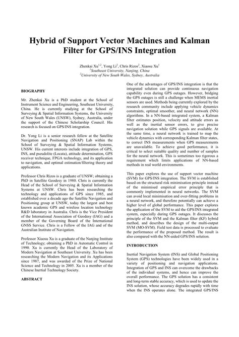 pdf hybrid of support vector machines and kalman filter for gps ins integration
