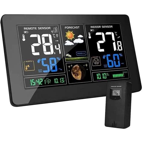 Station météo avec capteur extérieur sans fil EU adaptateur Weather