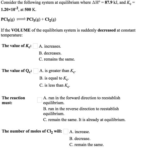 solved consider the following system at equilibrium where