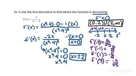 determining which intervals of a function are decreasing using the first derivative calculus