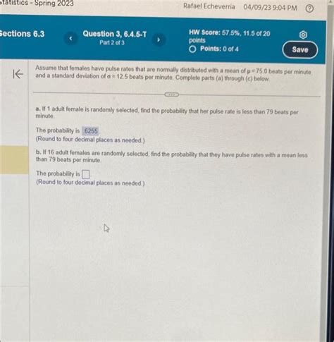Assume That Females Have Pulse Rates That Are Chegg