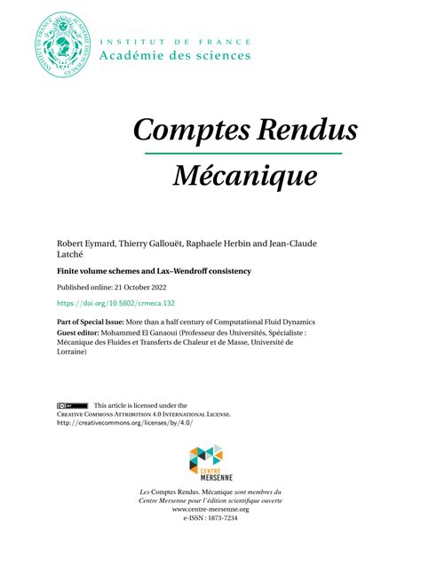 pdf finite volume schemes and lax wendroff consistency