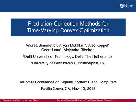 pdf prediction correction methods for time varying convex optimization