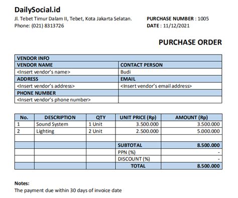 Mengenal Pengertian Fungsi Dan Contoh Purchase Order Imagesee Riset