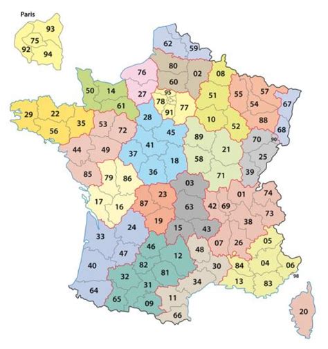 Carte des 101 départements Arts et Voyages