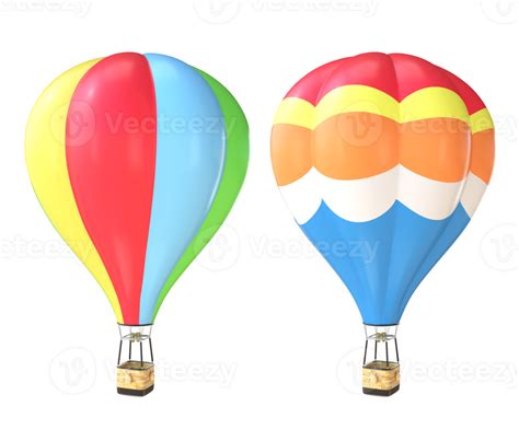 D Rendering Colorful Hot Air Balloons Png