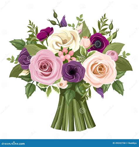Ramalhete De Rosas E De Flores Coloridas Do Lisianthus Ilustração Do