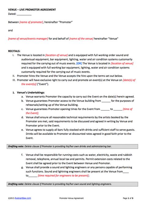 Venue Contract Template Free