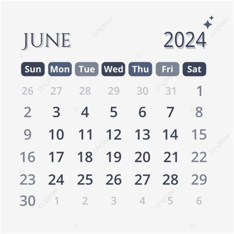Calendario Junio 2024 Vector PNG Dibujos Junio 2024 Calendario PNG Y