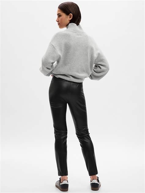 Mid Rise Vegan Leather Skinny Pants Gap