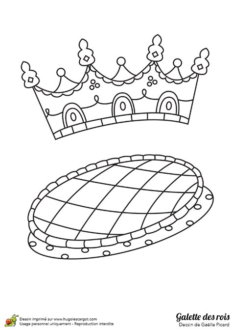 Dessin à colorier dune galette des Rois avec sa couronne