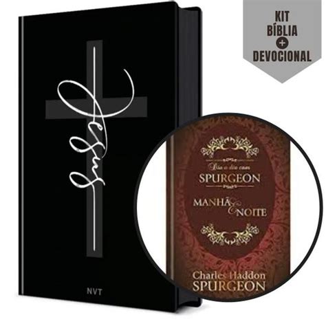 Box Bíblia NVT Jesus Cruz Capa Dura NVT Devocional Spurgeon Estudo