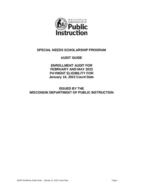 SPECIAL NEEDS SCHOLARSHIP PROGRAM Dpi Wi Doc Template PdfFiller