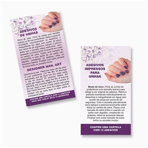 Cartelas para Adesivos de Unhas 500 unids Loja Agência PSD