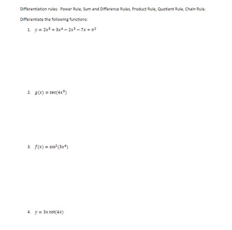 Solved Differentiation Rules Power Rule Sum And Difference Chegg