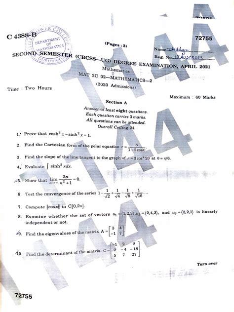 mathematics 2 2021 pdf eigenvalues and eigenvectors matrix mathematics