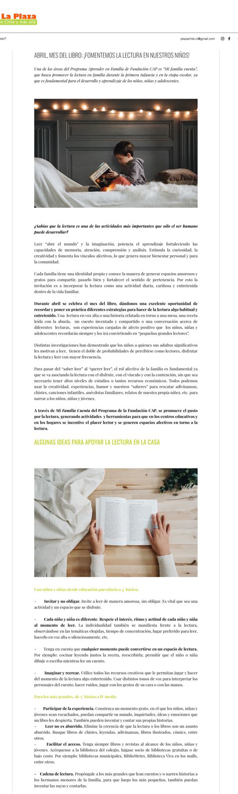 Abril Mes del Libro Fomentemos la lectura en nuestros niños La