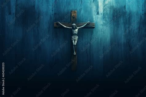 Wood Jesus Cross Dark Black Blue Horror Night Background Scary Haunted Thriller Theme Good