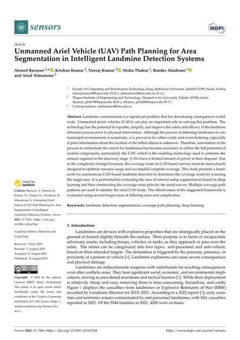 pdf unmanned ariel vehicle uav path planning for area segmentation in intelligent landmine