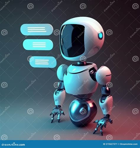 Talking Cute Robot With Artificial Intelligence Concept Of Chatbot