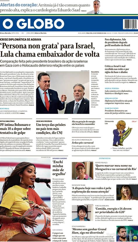 Capa O Globo Edi O Ter A De Fevereiro De