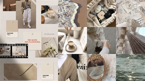 Beige Aesthetic Collage Laptop Wallpapers Wallpaper Cave