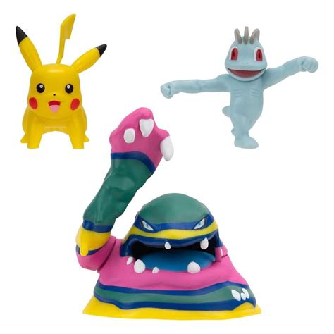 Pokémon Machop Pikachu 1 Alolan Muk Battle Figure Set 3 Pack 5cm