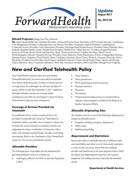 Fillable Online ForwardHealth Update 2017 27 New Prior Authorization