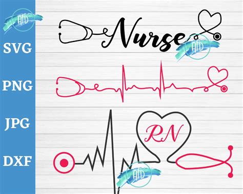 Nurse With Heartbeat And Stethoscope Svg Nurse Svg Heartbeat Svg