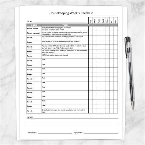 Free Hotel Housekeeping Checklist Template At Christopher Thompson Blog