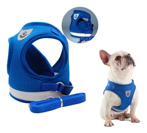 Coleira Peitoral Para Cachorro Pet Colete Refletivo Guia Cor Azul