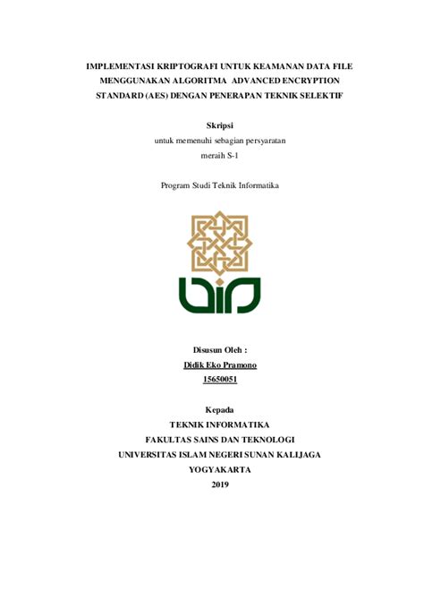pdf implementasi kriptografi untuk keamanan data file menggunakan algoritma advanced