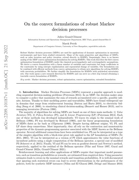 pdf on the convex formulations of robust markov decision processes