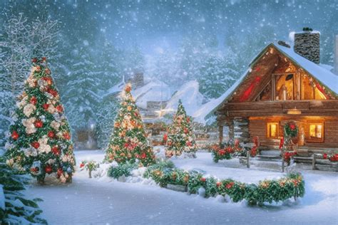 Cozy Christmas Cabin In The Snowy Mountains Creative Fabrica